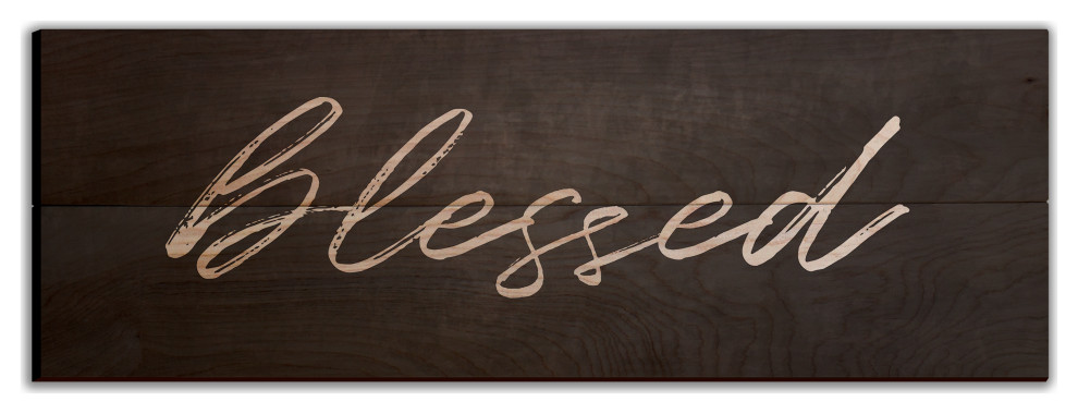 Wooden Wall Art, Blessed, 20"x7" - Contemporary - Prints And Posters ...