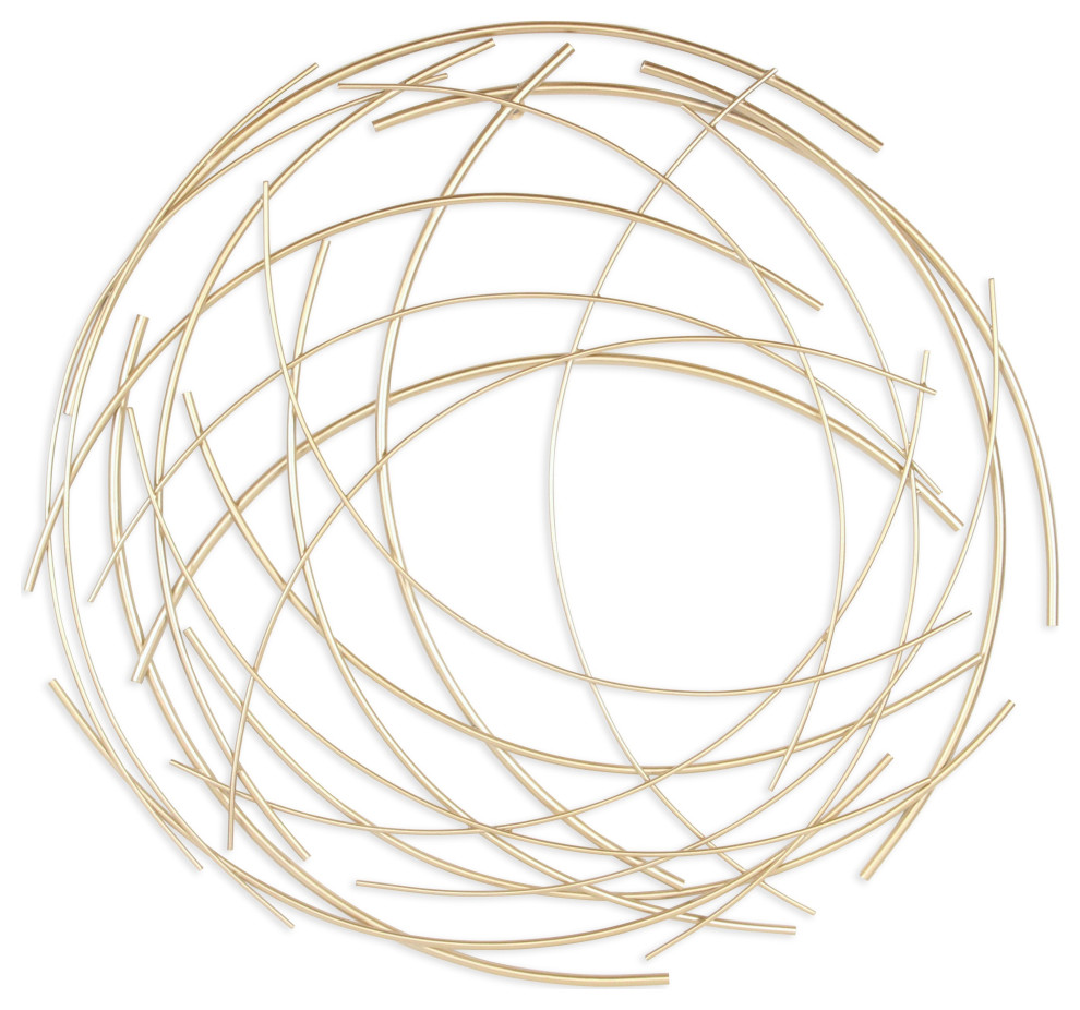 Denine Large Gold Abstract Round Wall Art - Contemporary - Metal Wall ...