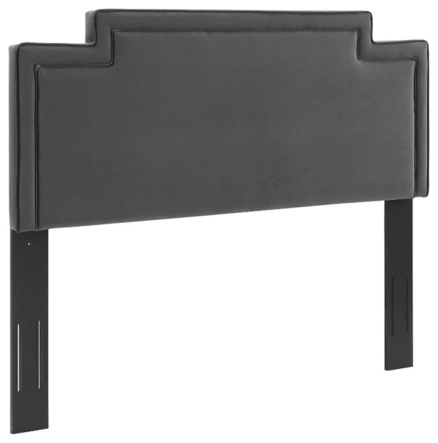 Modway Transfix Modern Performance Velvet Twin Headboard in Charcoal ...