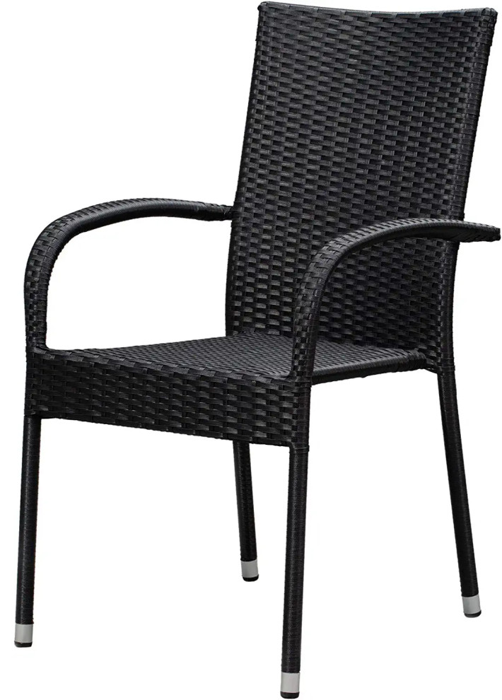 4 Pack Patio Chair, Stackable Design With All Weather Wicker Cover ...