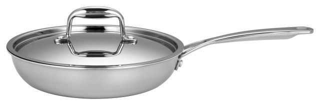 10 Inch Triple-Ply Stainless Steel Fry Pan with Lid - Modern - Frying ...