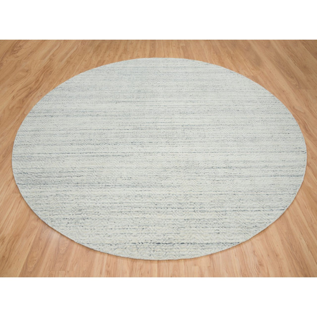 Beige, Organic Wool Modern Design, Hand Loomed, Round Rug, 11'9"x11'9 ...