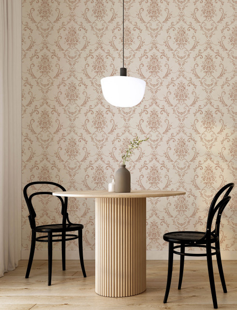 Glenda Copper Floral Damask Wallpaper, Swatch - Traditional - Wallpaper ...