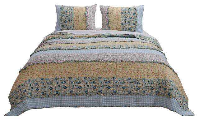 Greenland Home Fashions Ditsy Ruffle Quilt Set King Calico ...