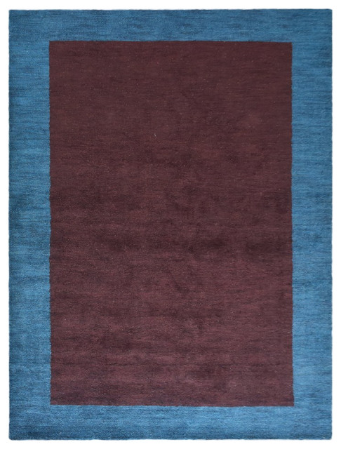 Hand Knotted Loom Silk Mix Area Rugs Contemporary Brown Blue ...