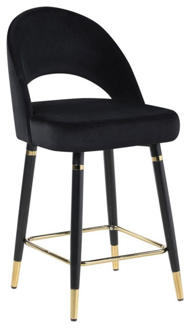 Pemberly Row Arched Back Upholstered Counter Height Stool in Black ...