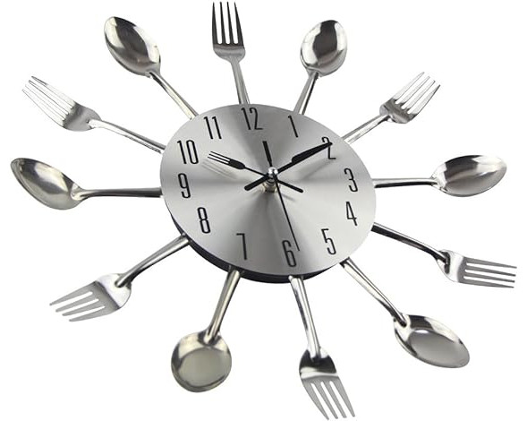 Kitchen Wall Clock, 3D Removable Modern Creative Cutlery - Eclectic ...