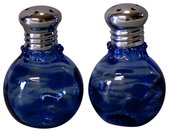 Mini Abstract Blue Salt and Pepper Shaker Set - Contemporary - Salt And ...