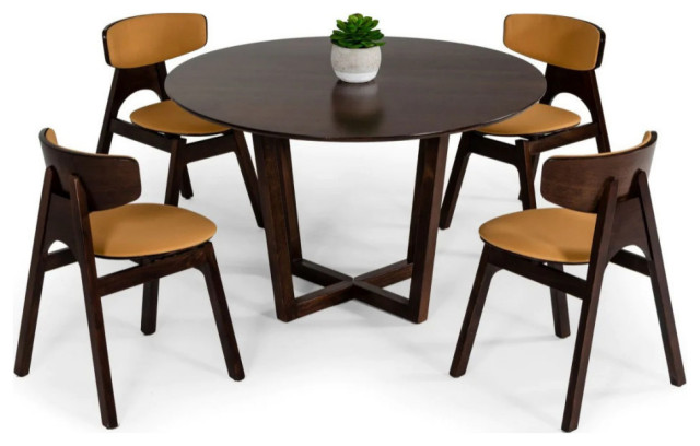 Jill Modern Round Solid Walnut Beechwood Dining Table - Transitional - Dining Tables - by Rustic ...