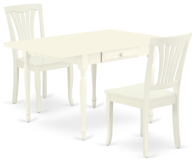 3-Piece Table Set Table, 2 Wooden Dining Chairs, Wooden Seat ...