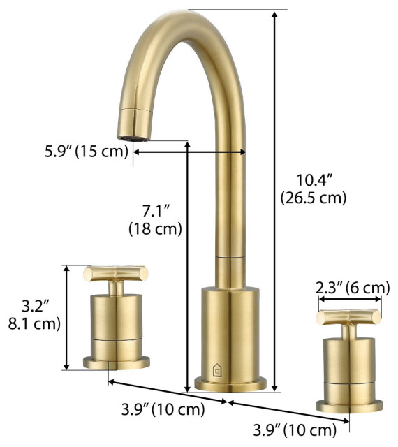 Ava Widespread Cross-Handle 3-Hole Bathroom Faucet in Brushed Champagne ...