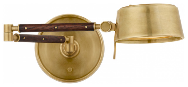 Alaster Natural Brass and Natural Rift Oak LED Wall Light ...