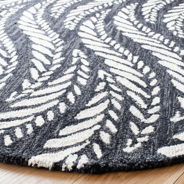Safavieh Micro-Loop Mlp170H Rug, Charcoal and Ivory, 5'0"x5'0" Square ...