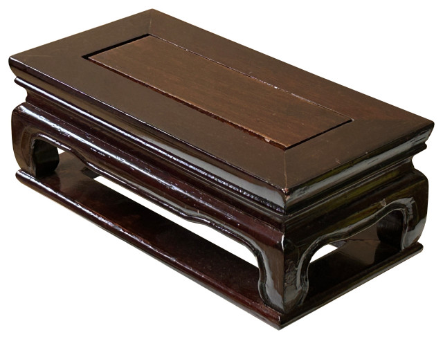 7.5" Reddish Brown Rectangular Curve Legs Wood Display Stand Riser ...