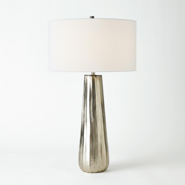 Chased Round Antique Nickel Table Lamp - Transitional - Table Lamps ...