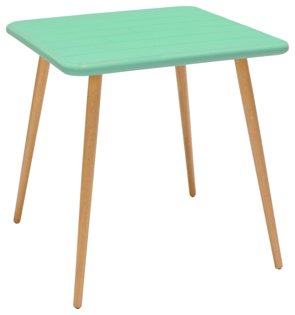 Nassau Square Outdoor Mint Green Eucalyptus Dining Table - Midcentury ...