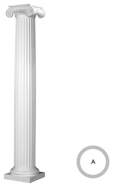 Endura-Stone Tapered Fluted Column, Smooth Paint-Grade, Tuscan Base, 8 ...