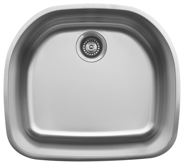Karran 23" Undermount D-Shaped Single Bowl Stainless Steel Kitchen Sink ...