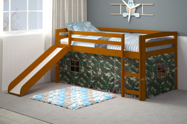 Aria Camo Tent Loft Bed with Slide and Ladder - Transitional - Loft ...