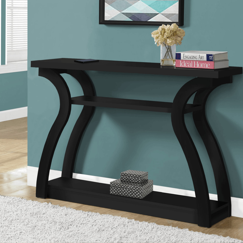 11.5" x 47.25" x 32" Black Hollow Core Particle Board Accent Table Hall ...