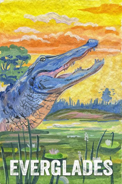 "Everglades Poster II" Painting Print on Wrapped Canvas, 8"x12" - Contemporary - Prints And ...