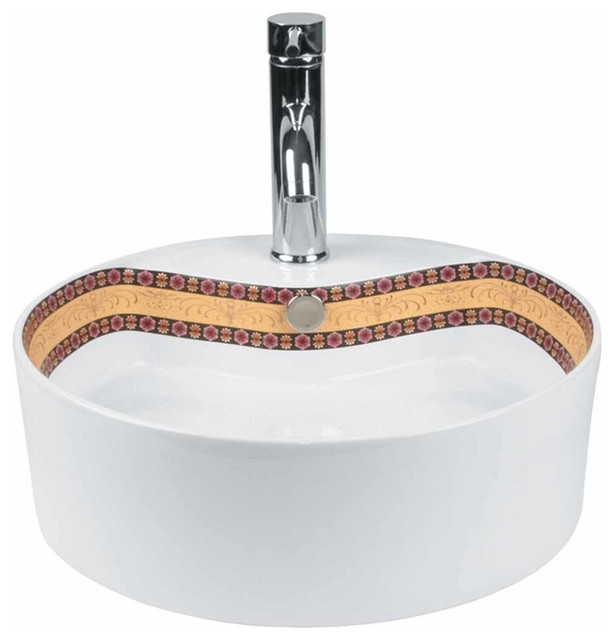 Mosaic 18" Round Countertop Vessel Bathroom Sink with Overflow ...