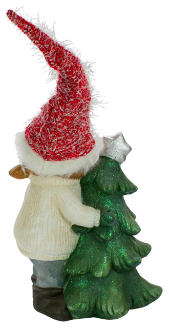 30" Green and Red Girl Hugging a Tree Christmas Tabletop Decoration ...