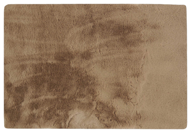 Luxe Faux Rabbit Fur Rectangular Rug 5' X 8' - Taupe - Contemporary ...