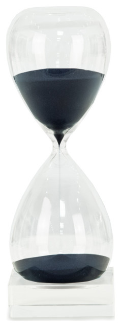 60 Minute Sand Timer On Cristal Base, Navy Sand - Contemporary ...