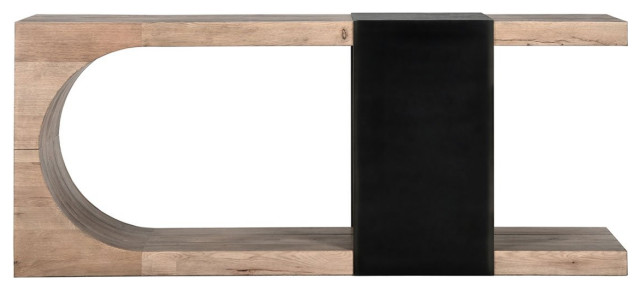 71" U Shape Oak & Steel Console Table - Traditional - Console Tables ...