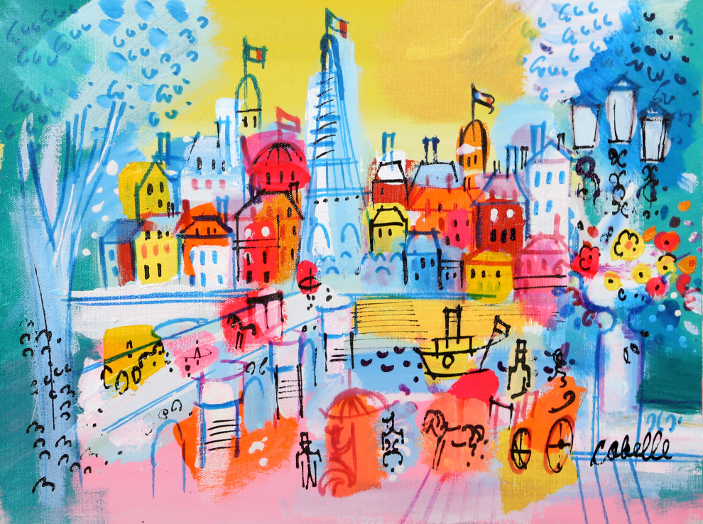 Eiffel Tower Cityscape 2, Charles Cobelle, 12x16 - Contemporary ...