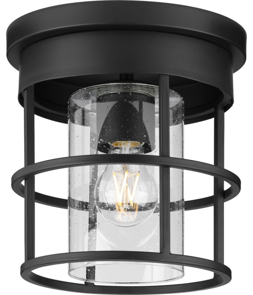 Burgess Collection One-Light Matte Black Modern Farmhouse Flush Mount ...