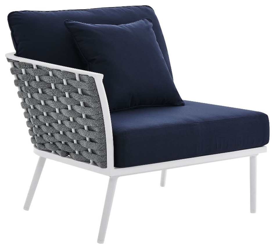 Modway Stance Modern Fabric & Aluminum Outdoor Left-Facing Armchair in ...
