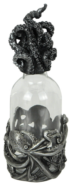 Silver Resin And Glass Octopus Perfume Bottle With Tentacle Cap ...
