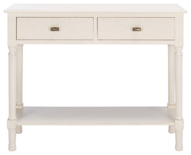 Taylia 2 Drawer Console Table, Distressed White - French Country ...