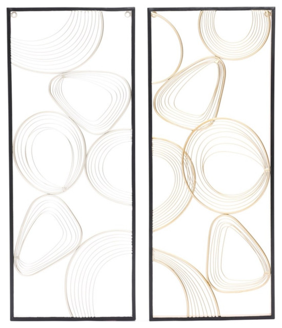 LuxenHome Set of 2 Gold and Silver Abstract Metal Wall Decor ...