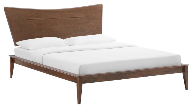 Astra Wood Full Platform Bed - Mid-Century Charm Durable Rubberwood ...