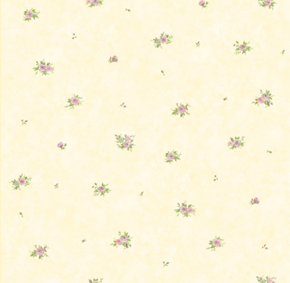 Lacey Sand Rosebud Spot Toss Wallpaper Wallpaper, Sample - Traditional ...