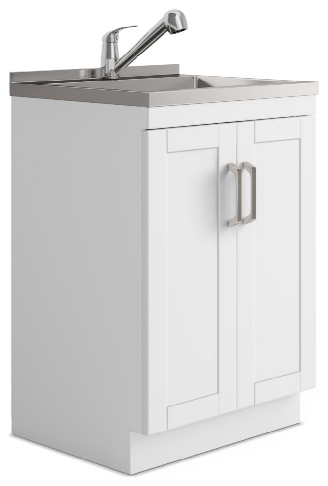 Kyle 24" Laundry Cabinet With Faucet and Stainless Steel Sink ...