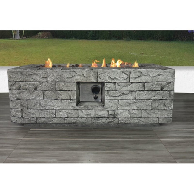 Living Source International 42"W Concrete Stone Outdoor Fire Pit Table ...