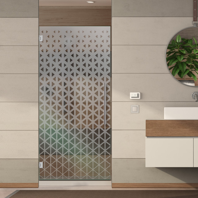 Hinged Alcove Shower Door With Circle Wave Design, 32"x70" Inches ...