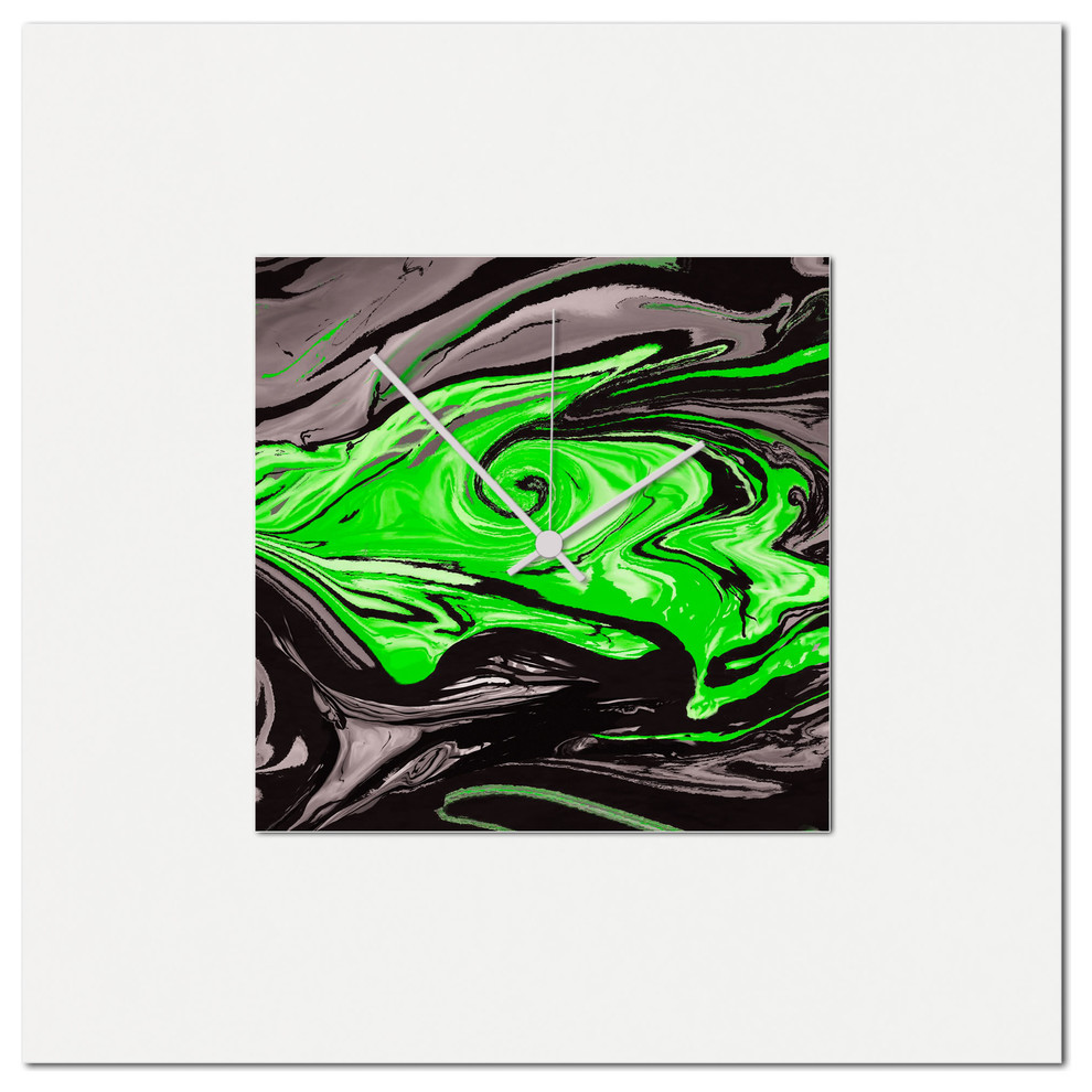 Green Swirl Clock Multimedia Abstract Wall Decor, Artistic Clocks ...
