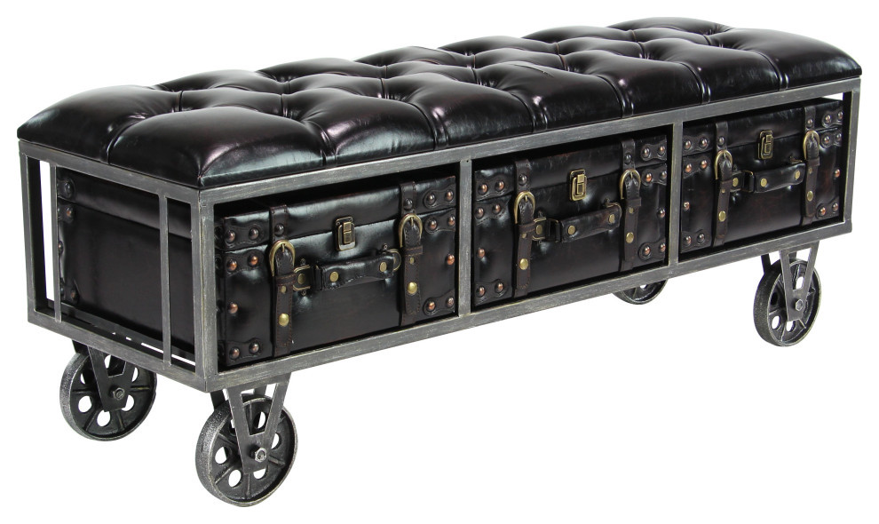 Industrial Black Wood Storage Bench 90660, 47" x 16" x 19" - Industrial ...
