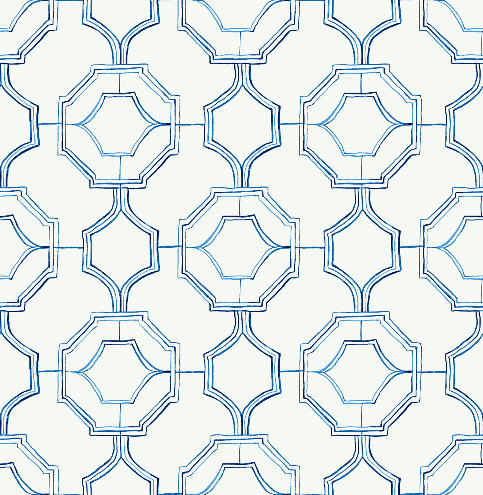 Gallina Blue Trellis Wallpaper, Swatch - Contemporary - Wallpaper - by ...