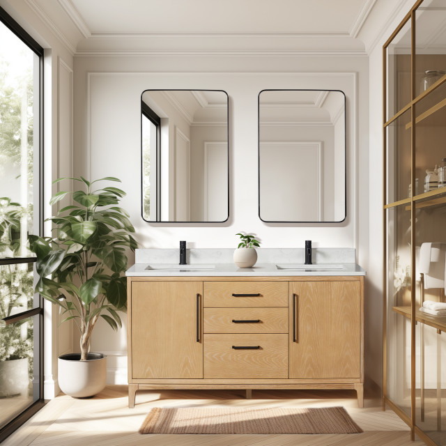 Gara Bath Vanity, Stone Top, 60" - Transitional - Bathroom Vanities And ...