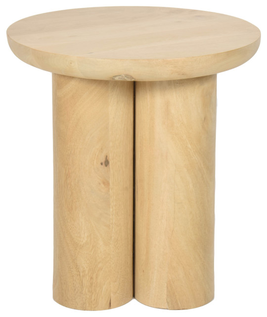 Wood, 18" Scandinavian Farmhouse Side Table, Nat - Transitional - Side ...