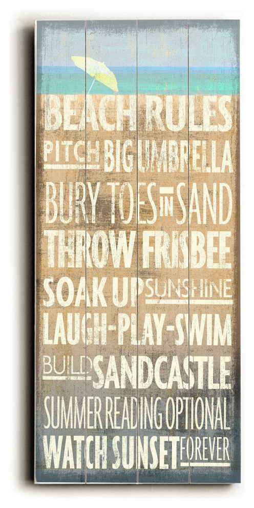 Beach Rules Wooden Sign, 32x14 - Beach Style - Novelty Signs - by ...