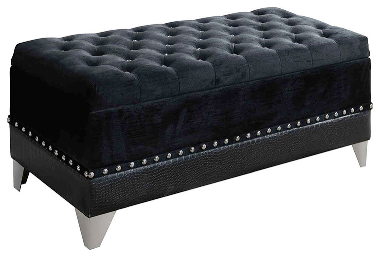Barzini Tufted Rectangular Trunk With Nailhead Black - Modern ...