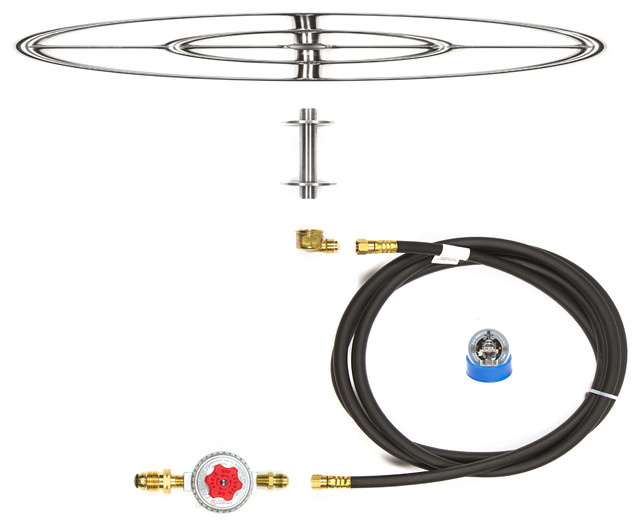 24" Double Ring and Complete Basic Propane Fire Pit Kit - Contemporary ...