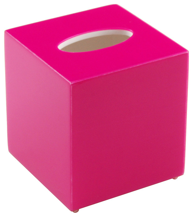Hot Pink Lacquer Bathroom Accessories, Tissue Box - Contemporary ...